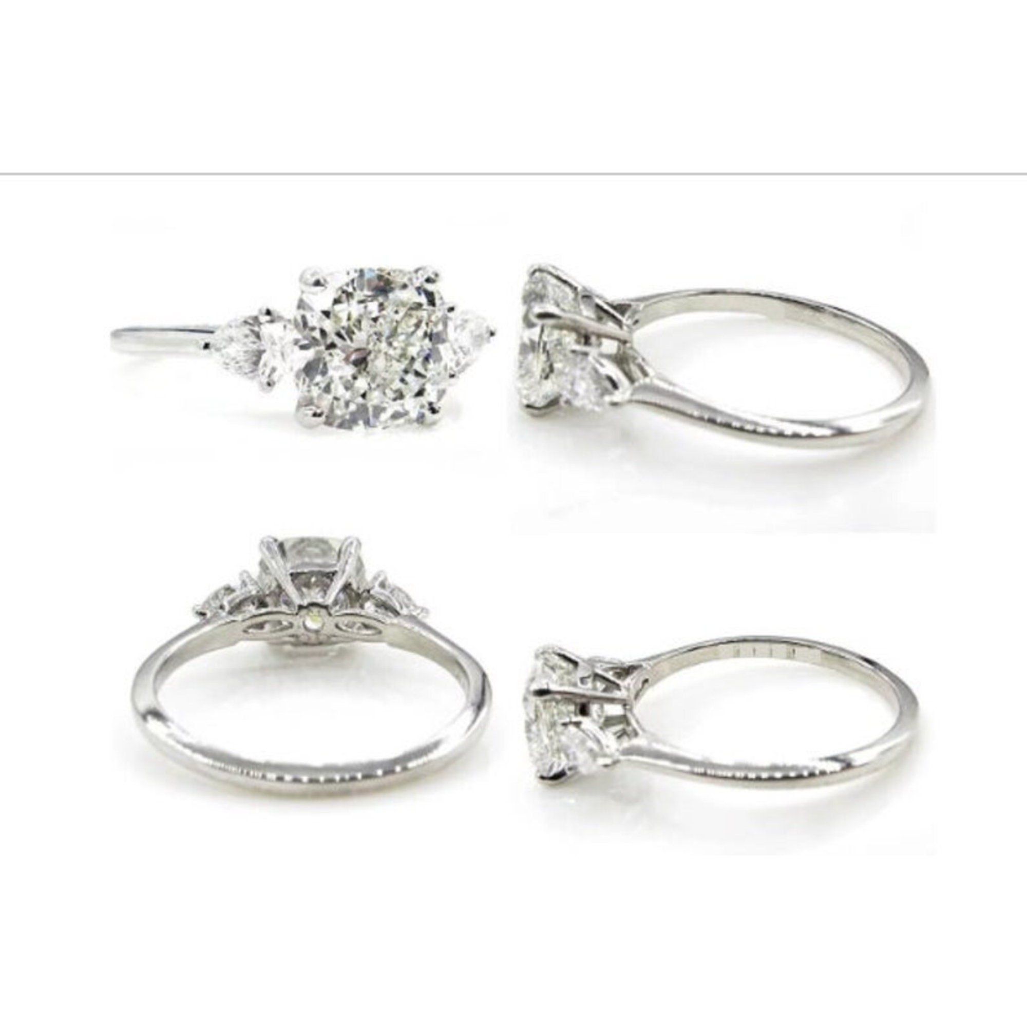 Three Stone 3.15 Ct Solitaire Cushion Cut Engagement Wedding Promise ...