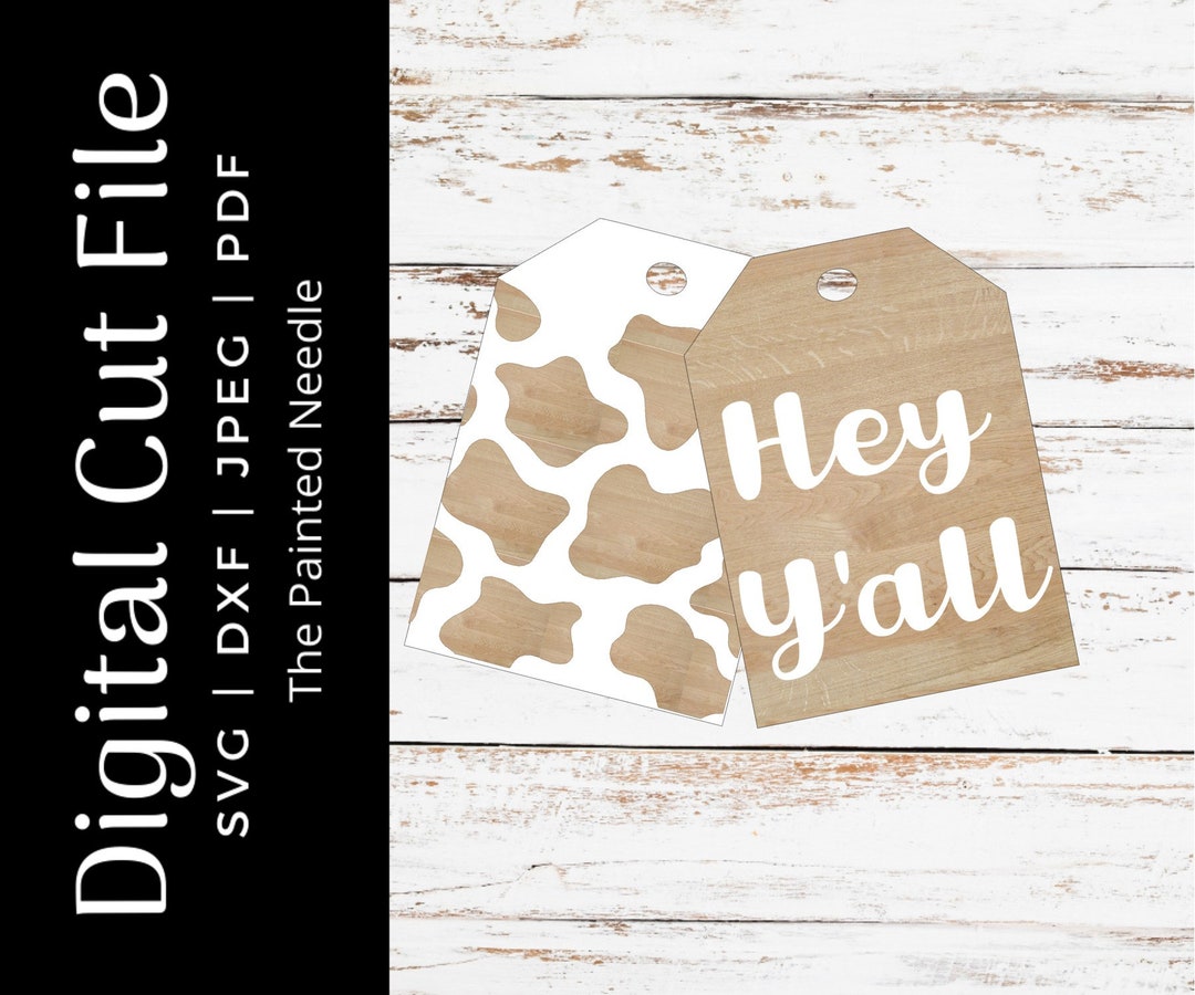 Cow Print Door Tag SVG, Hey Y'all Design (digital Download) - Etsy