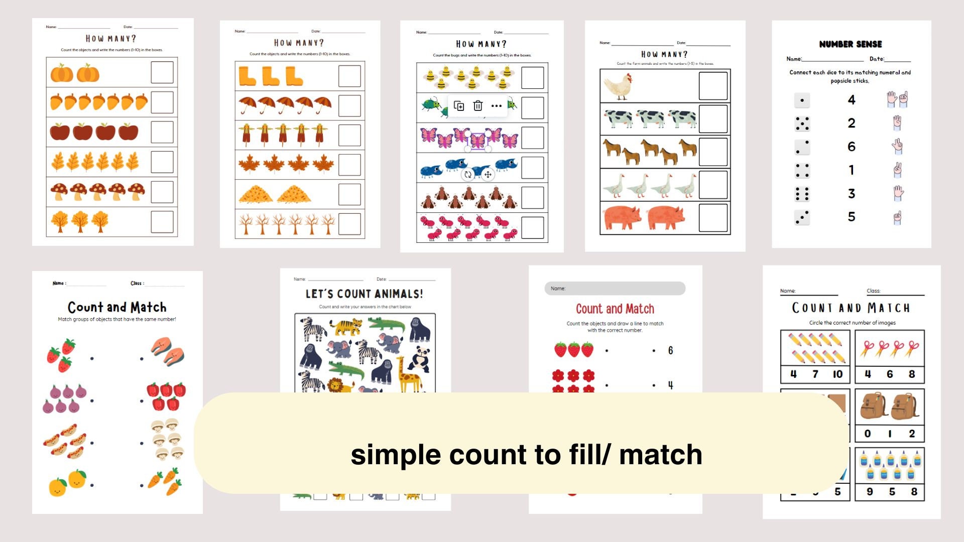 Easy Preschool Math Worksheet Math Counting Addition Subtraction ...