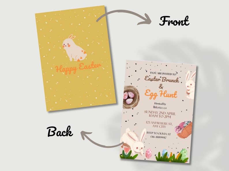 Cute Easter Brunch Invitation Printable Digital Cards Editable Template ...