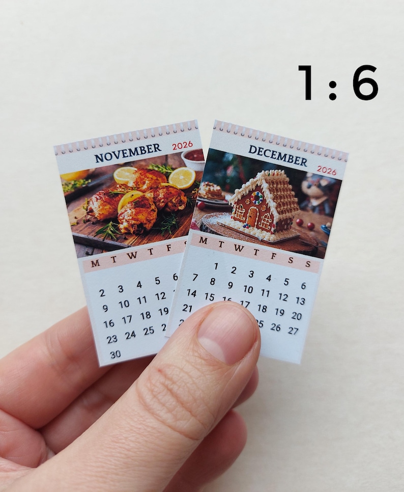 MINIATURE WALL CALENDAR 2026-2027, Printable Dollhouse Wall Decor ...