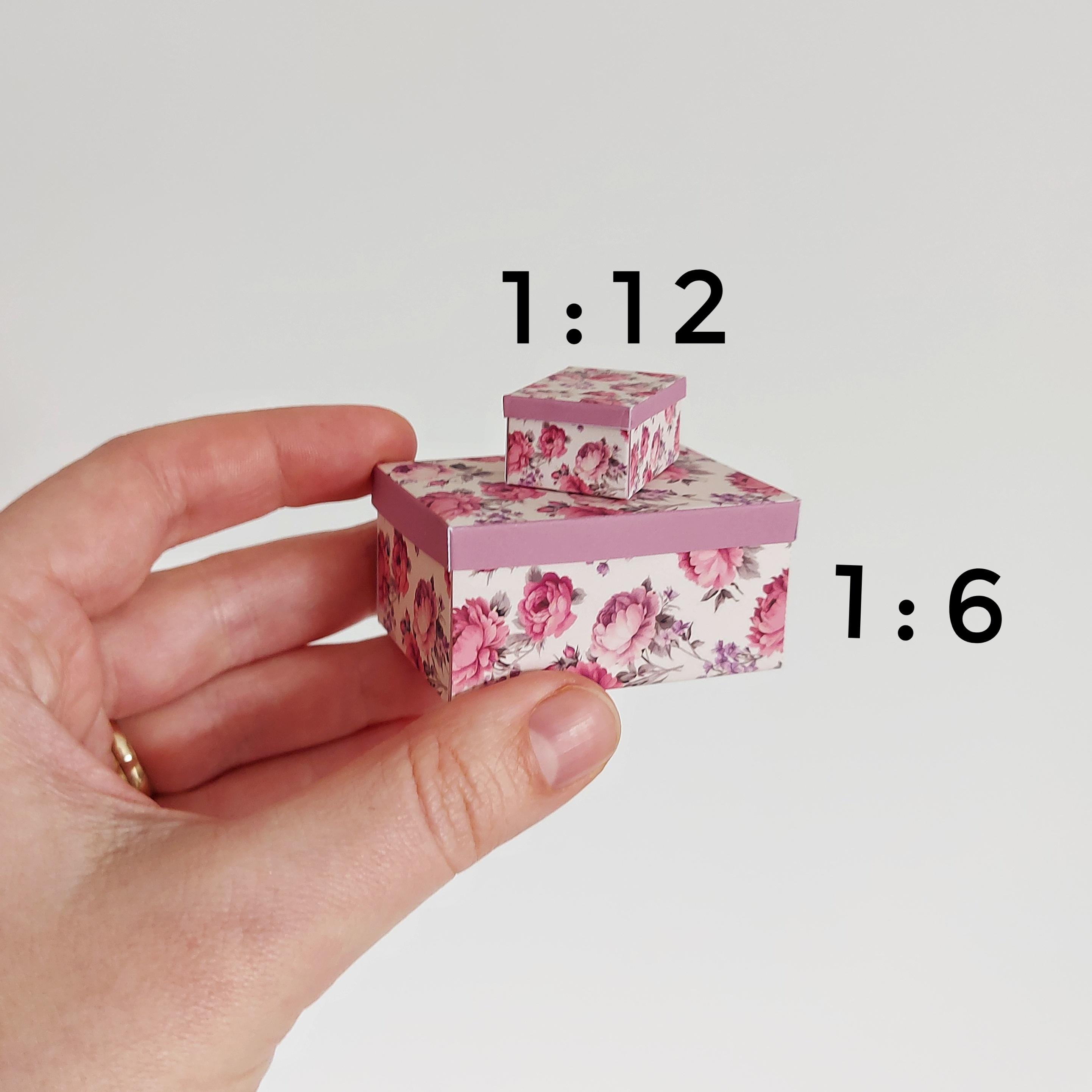 DOLLHOUSE STORAGE BOXES Pink Floral 12th and 6th Scale, Romantic ...