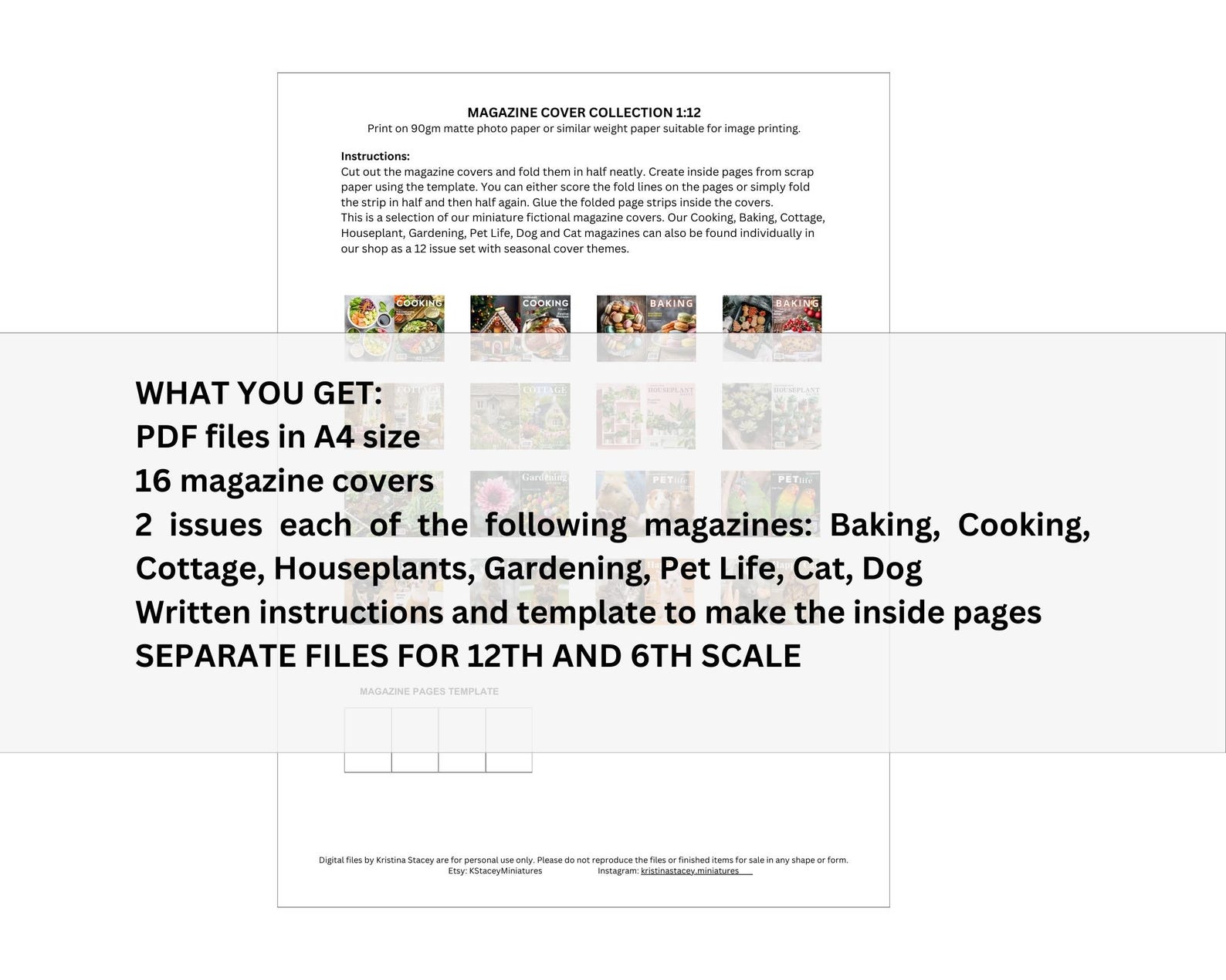 MINIATURE MAGAZINE Cover Selection, Printable in 12th and 6th Scale ...