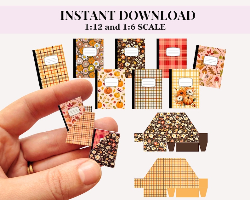 Autumn Dollhouse Miniature Books and File Holders, 1:12 & 1∶6 Scale ...