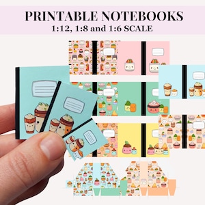 Kawaii Miniature Composition Notebooks and File Holders, Dollhouse ...