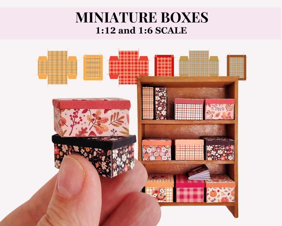 Autumn-themed Printable Dollhouse Miniature Storage Boxes, 12th and 6th ...
