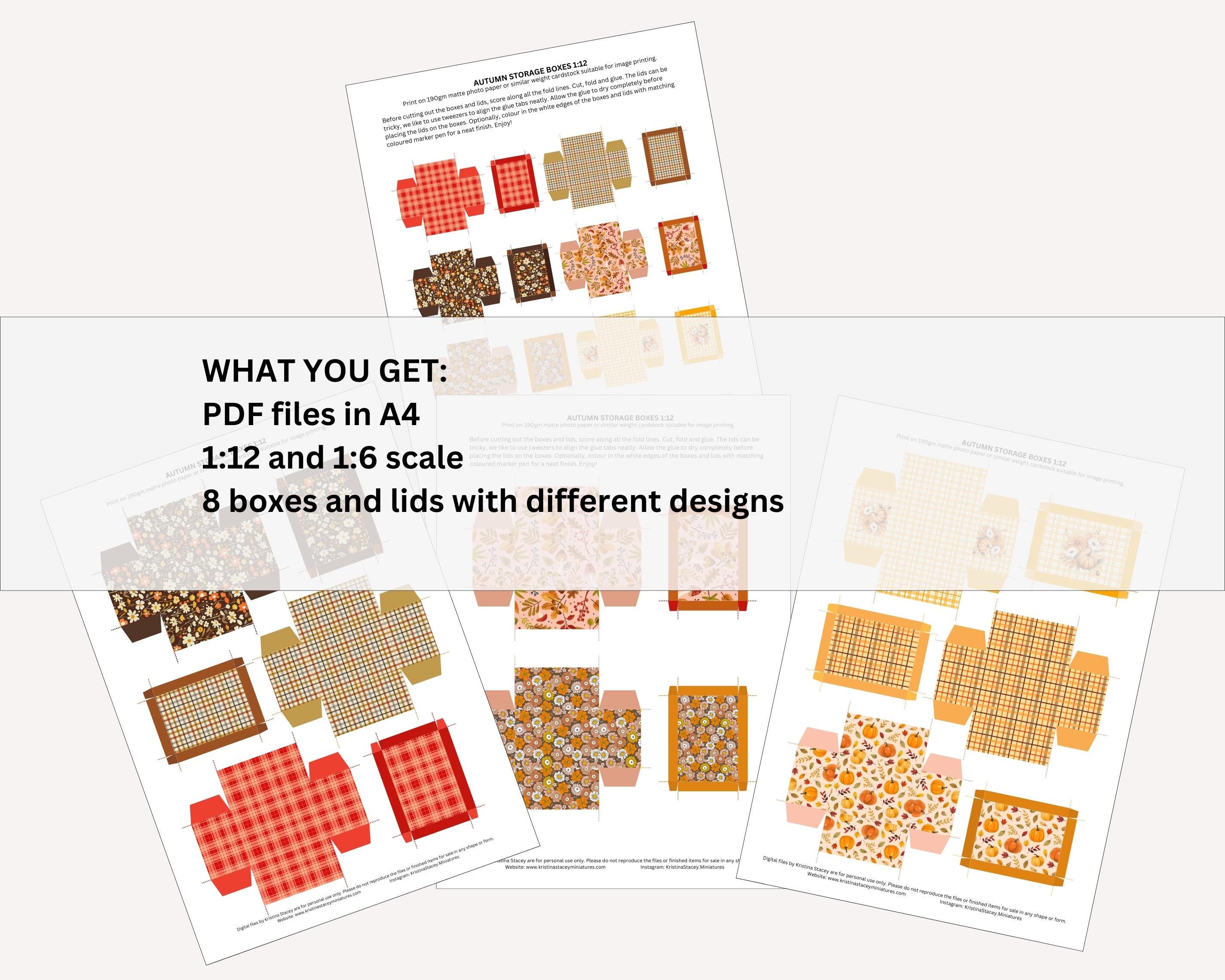 Autumn-themed Printable Dollhouse Miniature Storage Boxes, 12th and 6th ...