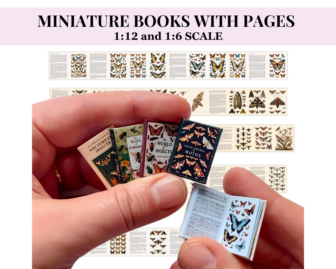 Dollhouse Miniature Insect Book Collection, 5 Books With Pages, 12th ...