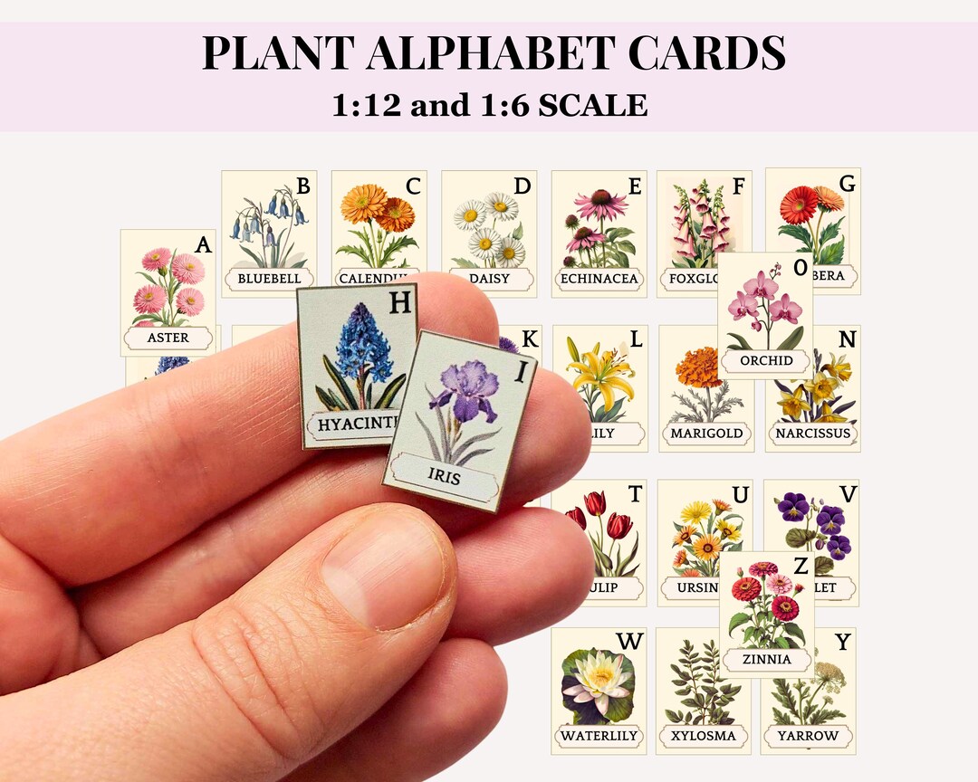 Printable Dollhouse Miniature Plant-themed Alphabet Cards – Instant ...