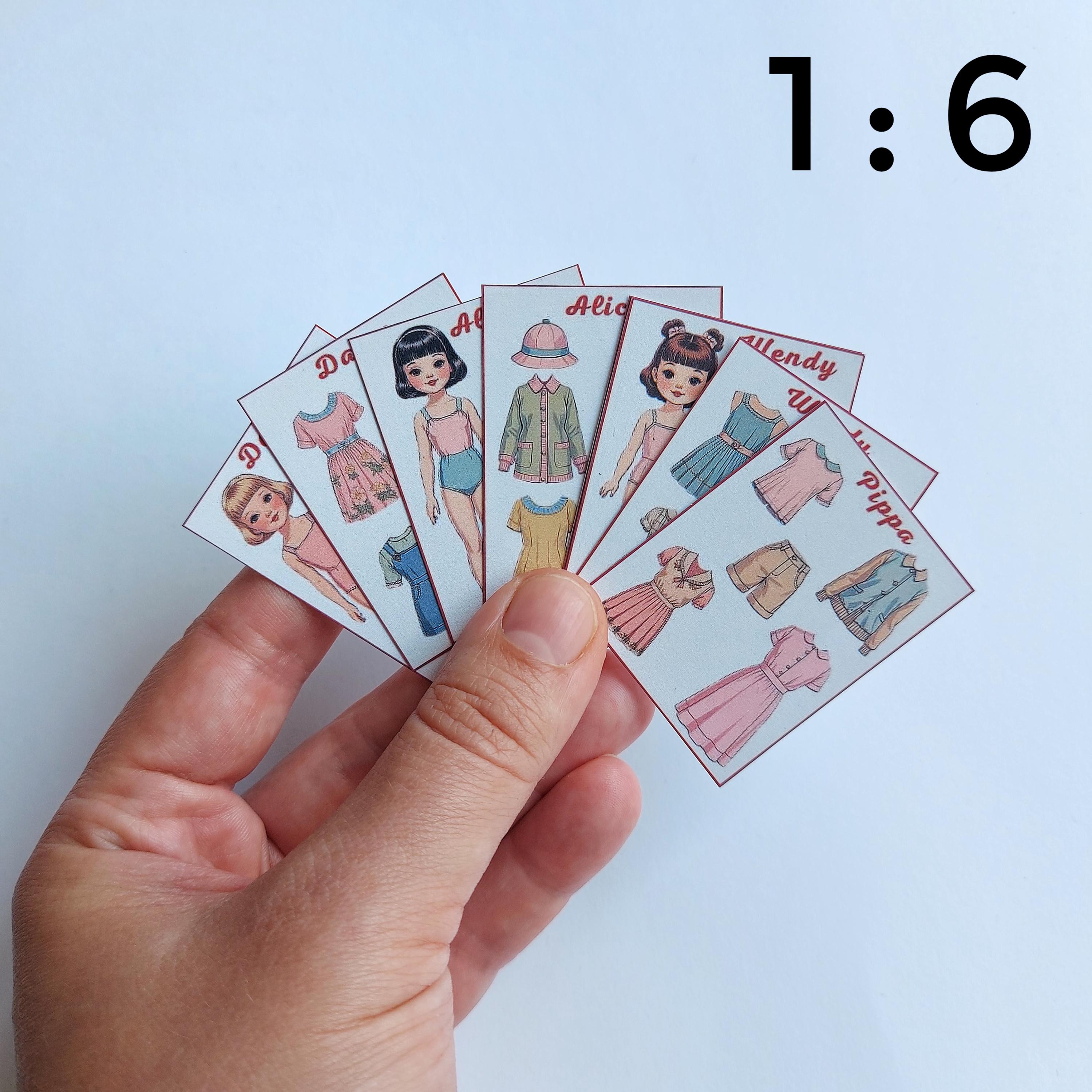 10 PAPER DOLLS With Clothes and Folder, Printable Dollhouse Miniature ...