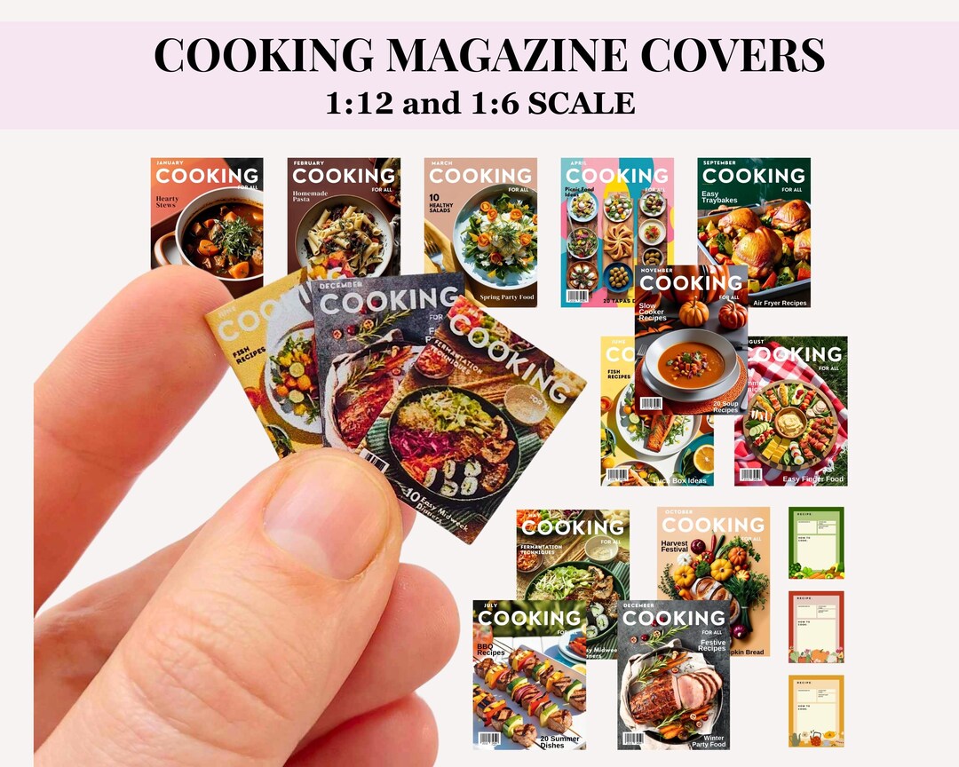 PRINTABLE COOKING MAGAZINE Covers With Recipe Cards, 12th and 6th Scale ...