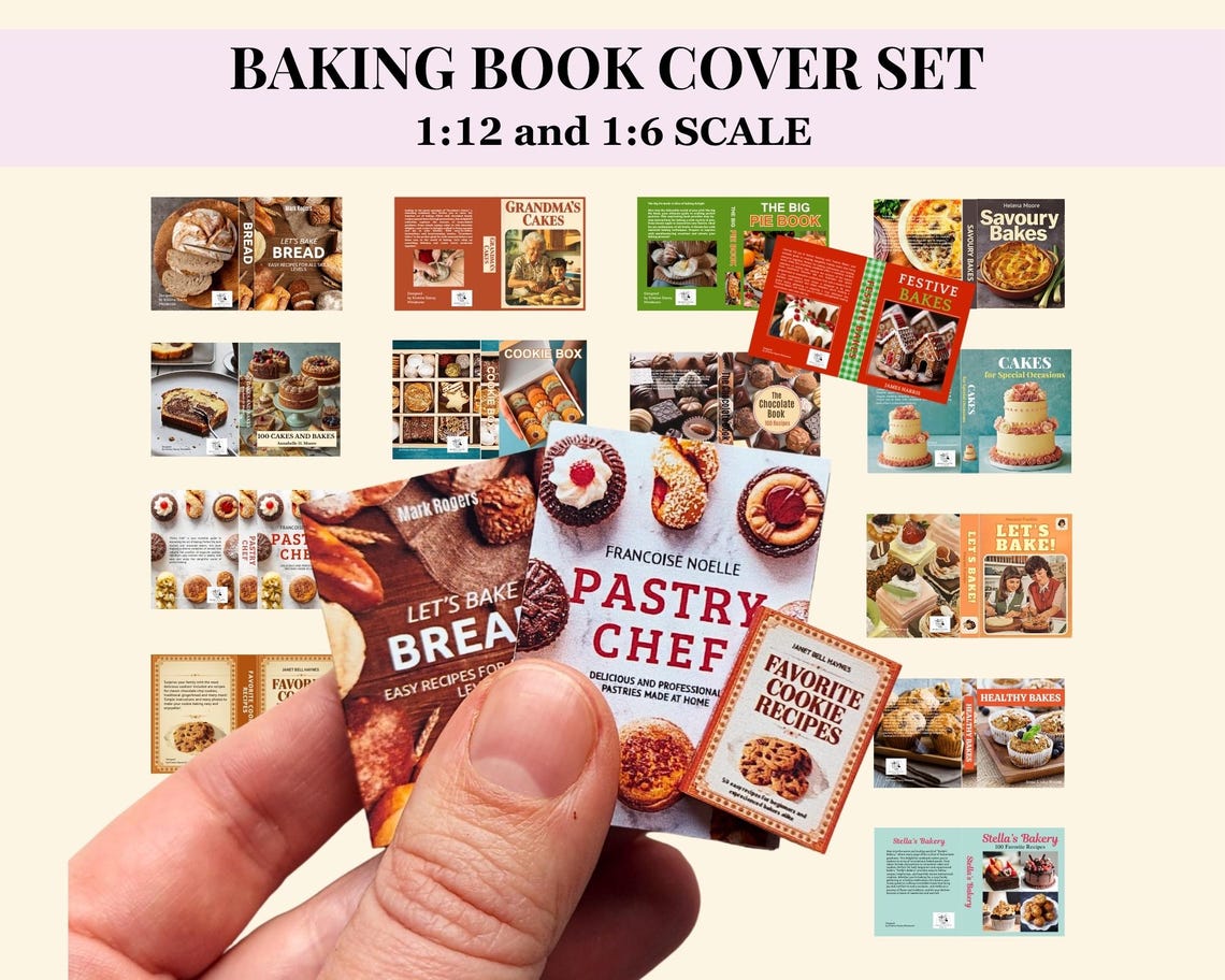 BAKING BOOK COVERS, Retro Style Cookbooks in 12th and 6th Scale ...