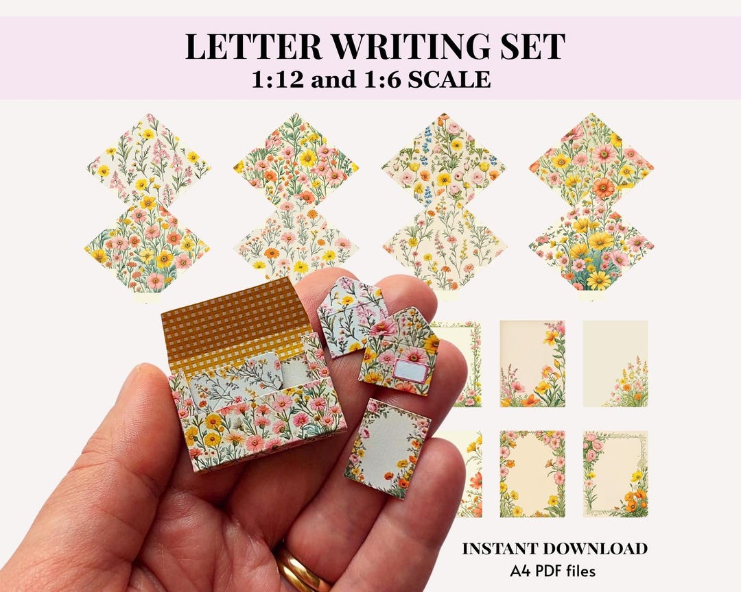 LETTER WRITING SET With Envelopes and Writing Paper- Dollhouse ...
