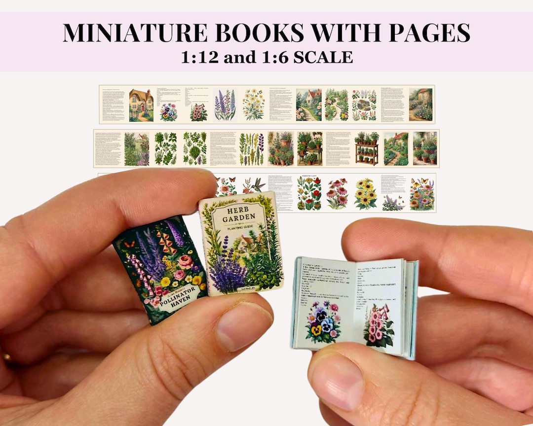 3 MINIATURE BOOKS With PAGES, 12th and 6th Scale, Vintage Style ...