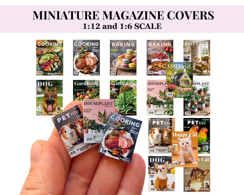 Dollhouse Miniature Magazine Cover Selection, Digital Download, 12th ...
