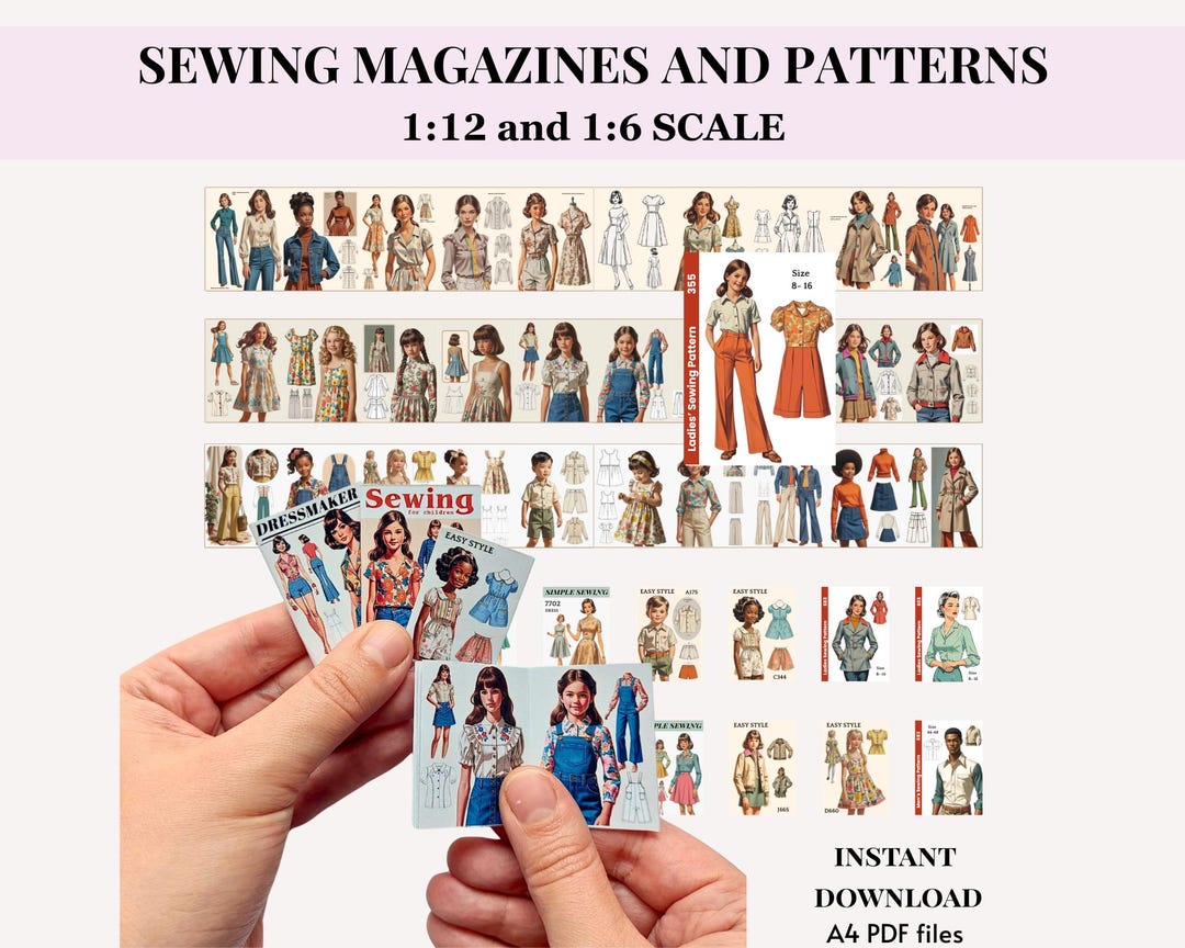 Printable Dollhouse Miniature Sewing Magazines and Pattern Packets ...