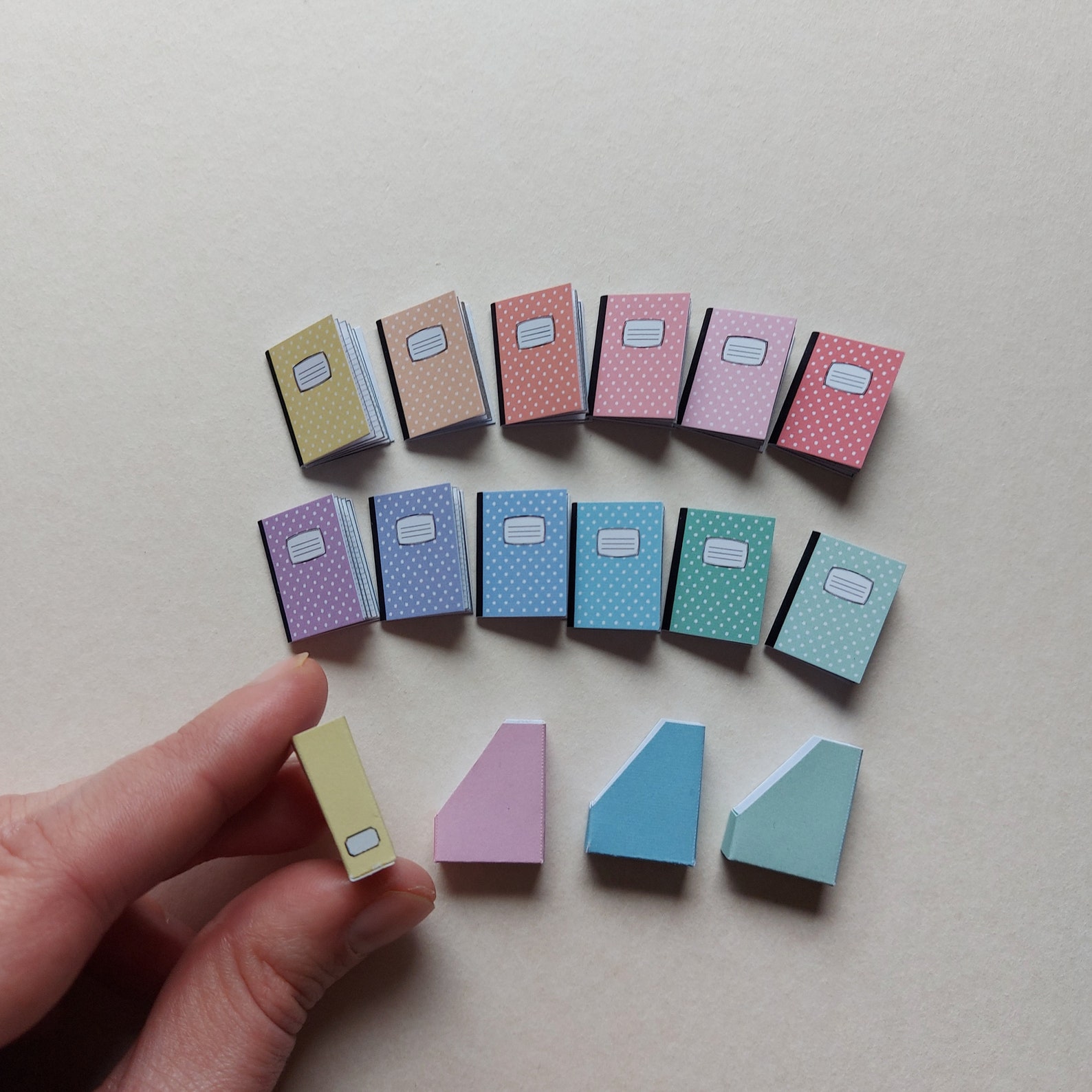 Dollhouse Miniature Notebooks and File Holders, Pastel Rainbow, 12th ...