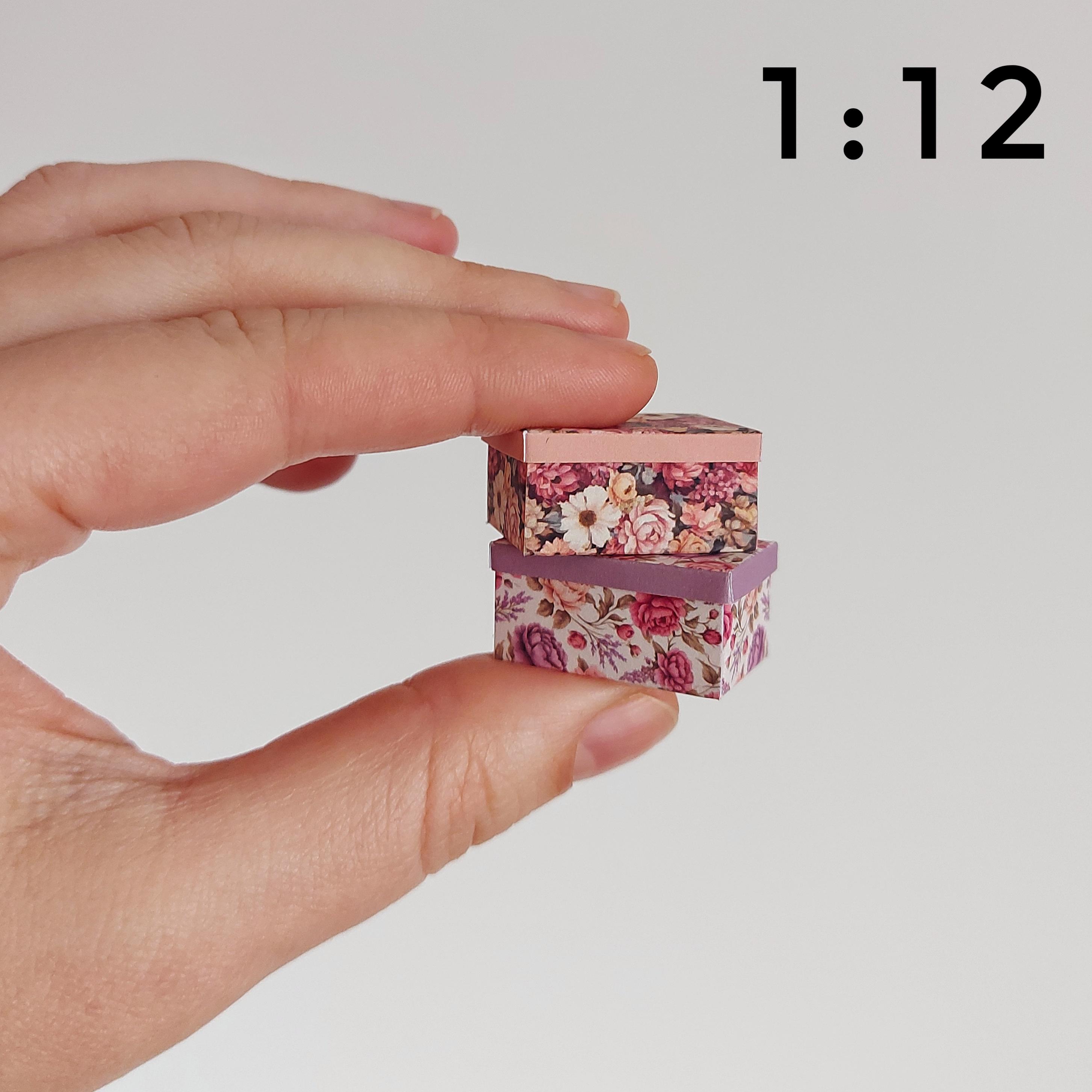 DOLLHOUSE STORAGE BOXES Pink Floral 12th and 6th Scale, Romantic ...