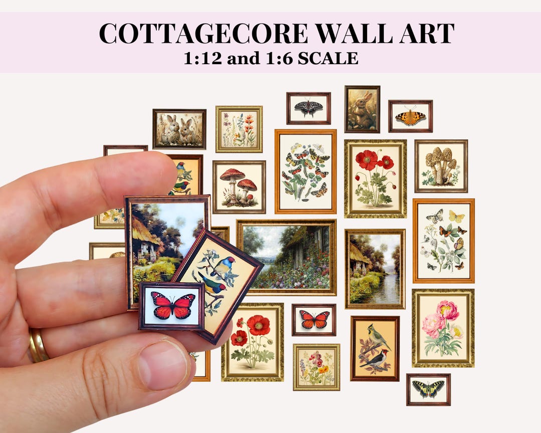 Eclectic Cottagecore Wall Art, 25 Printable Dollhouse Miniatures ...