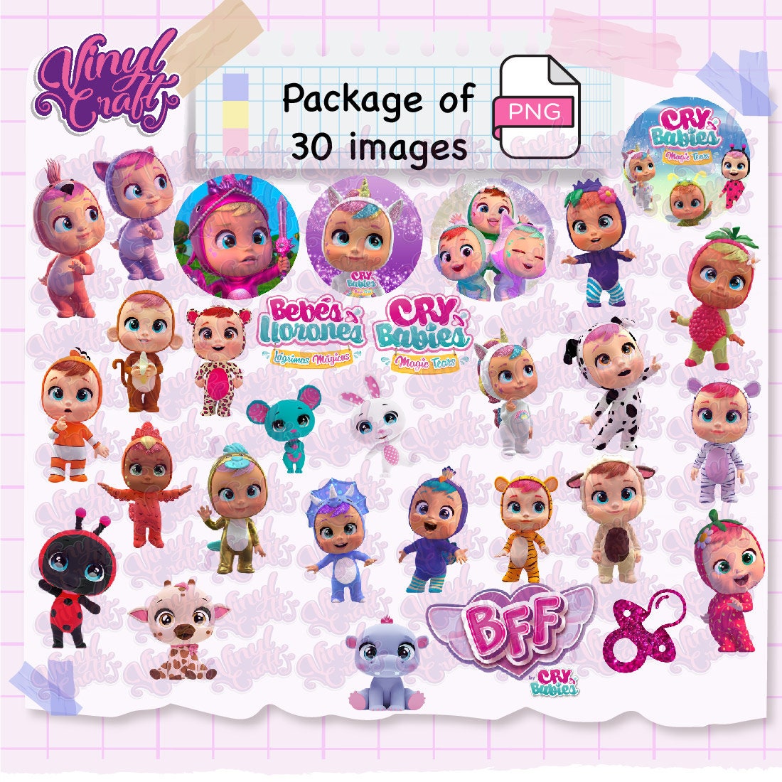 Paquete de 30 imágenes en formato PNG bebes llorones - Etsy México