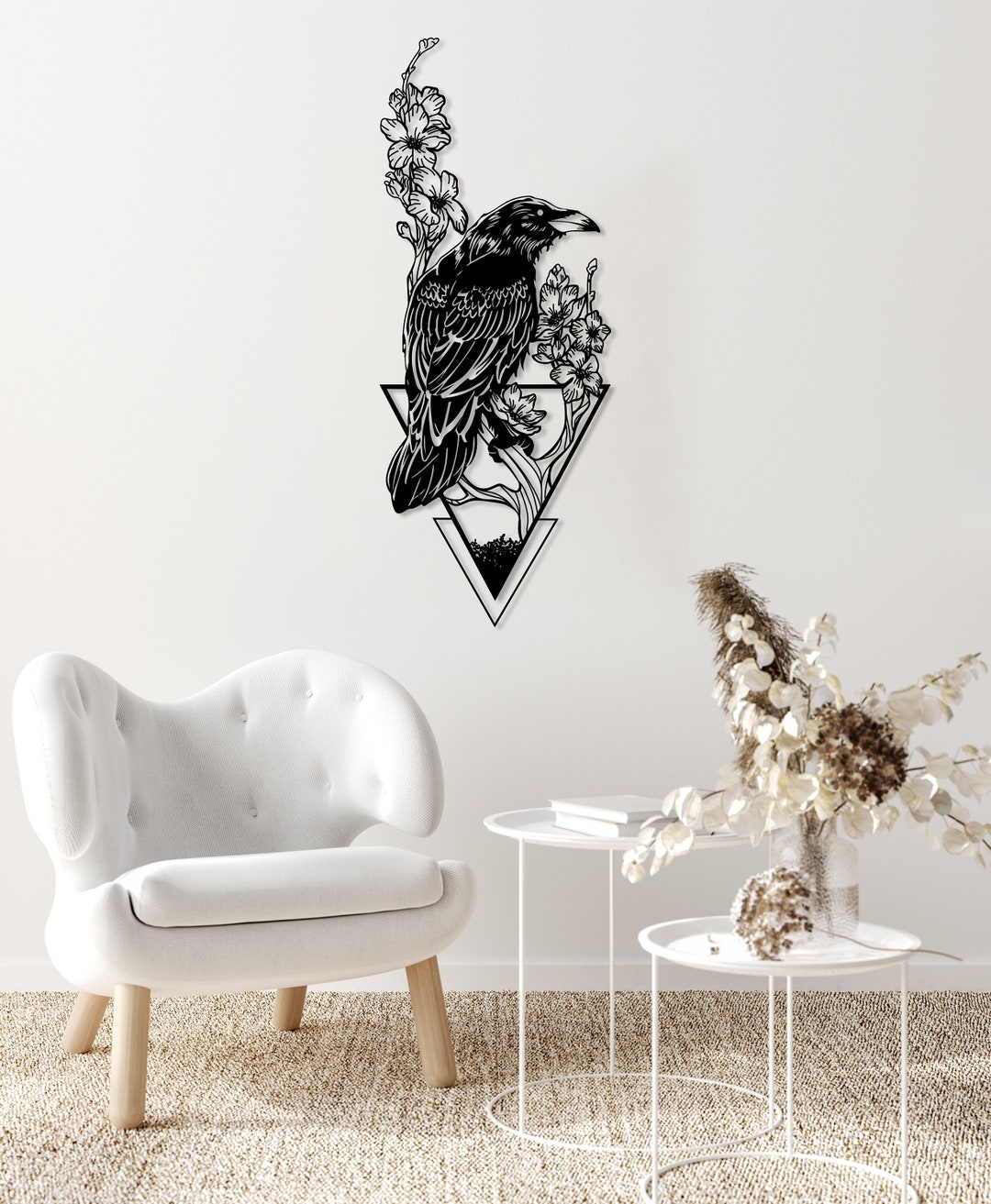 Raven Metal Wall Art, Metal Raven Home Decor, Raven Crow Yard Metal ...