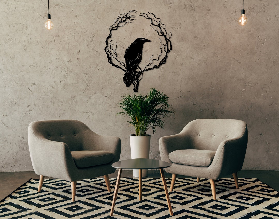 Metal Raven Wall Art Birds on Branch Wall Decor Metal Crow - Etsy UK