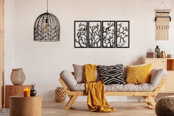 Large Tree Wall Decor 4 Panel Palm Tree Decor Living Room - Etsy