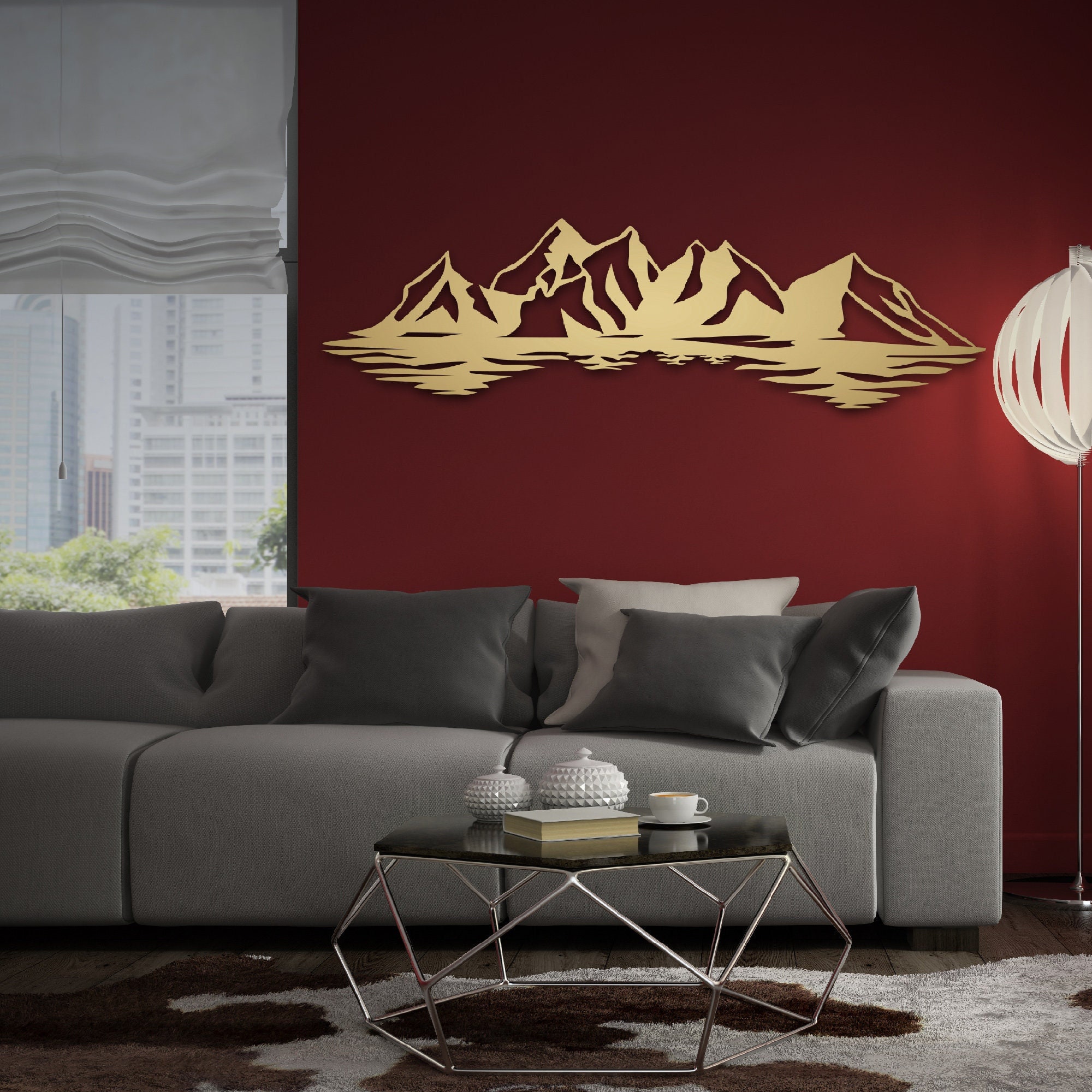 Gold Mountain Metal Wall Decor Landscape Metal Wall Art | Etsy