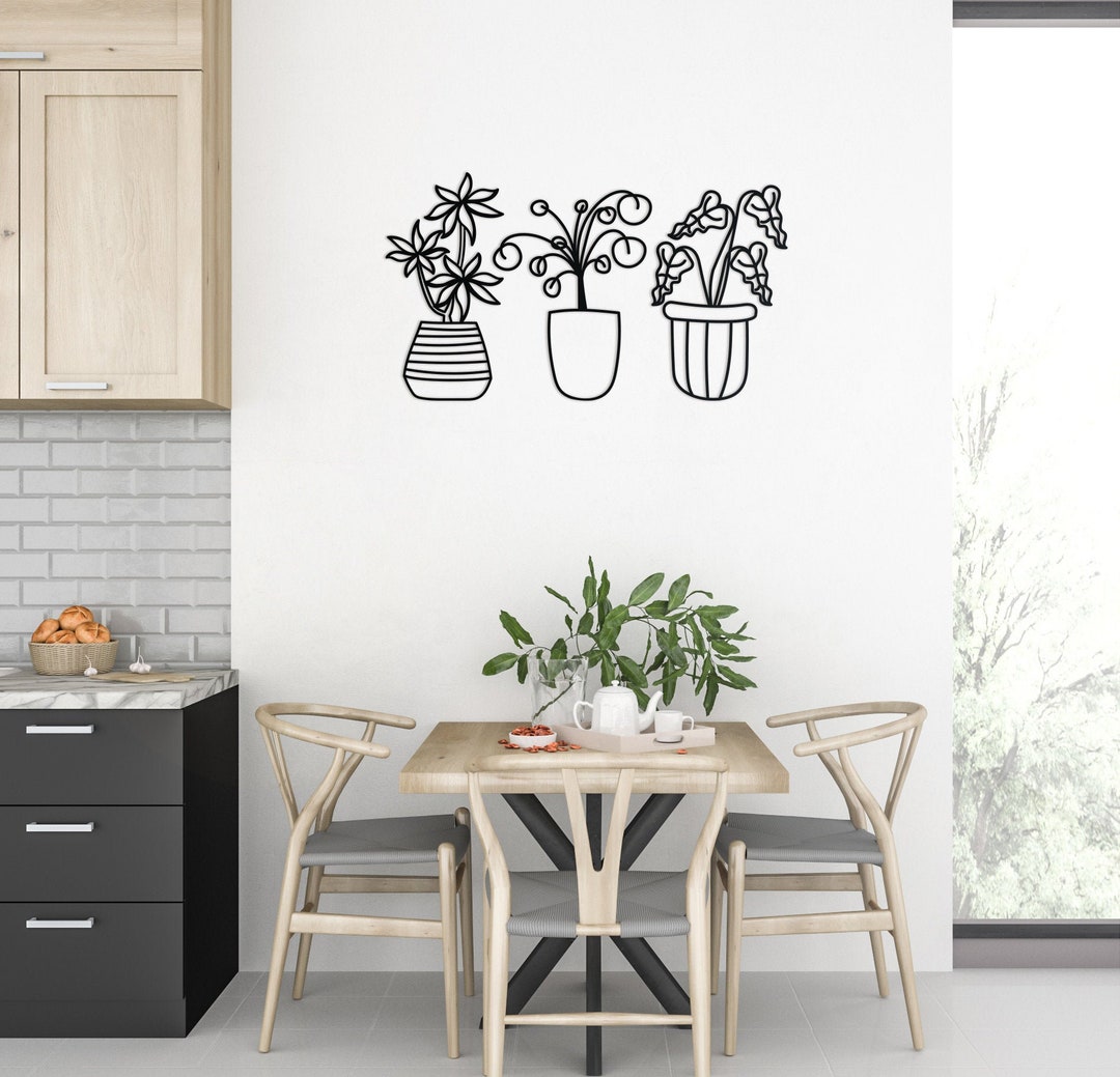 3 Pieces Metal Spring Flower Wall Decor,flower in Vase Metal Wall Sign ...