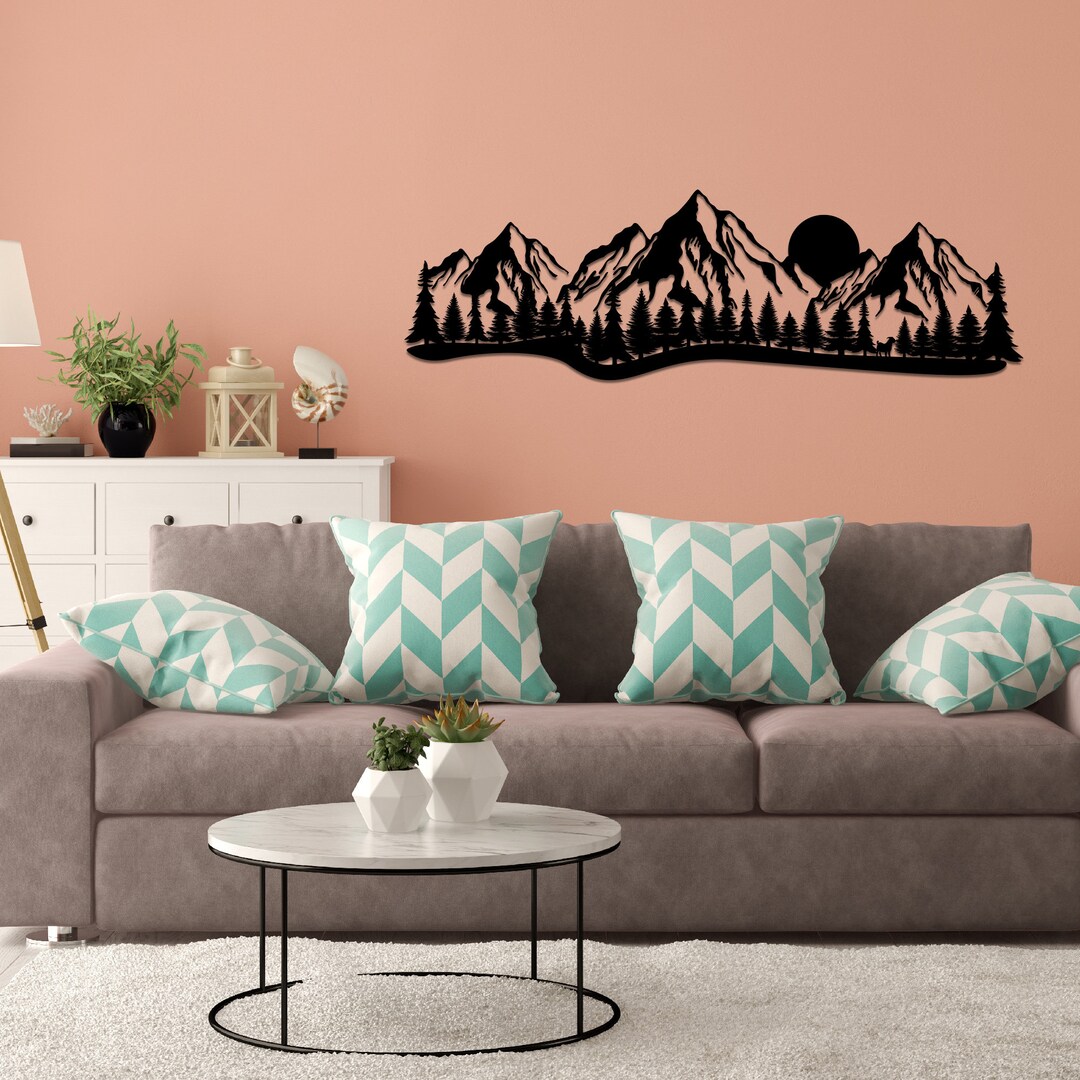 Mountain Metal Wall Decor, Landscape Mountain Art, Metal Wall Hangings ...
