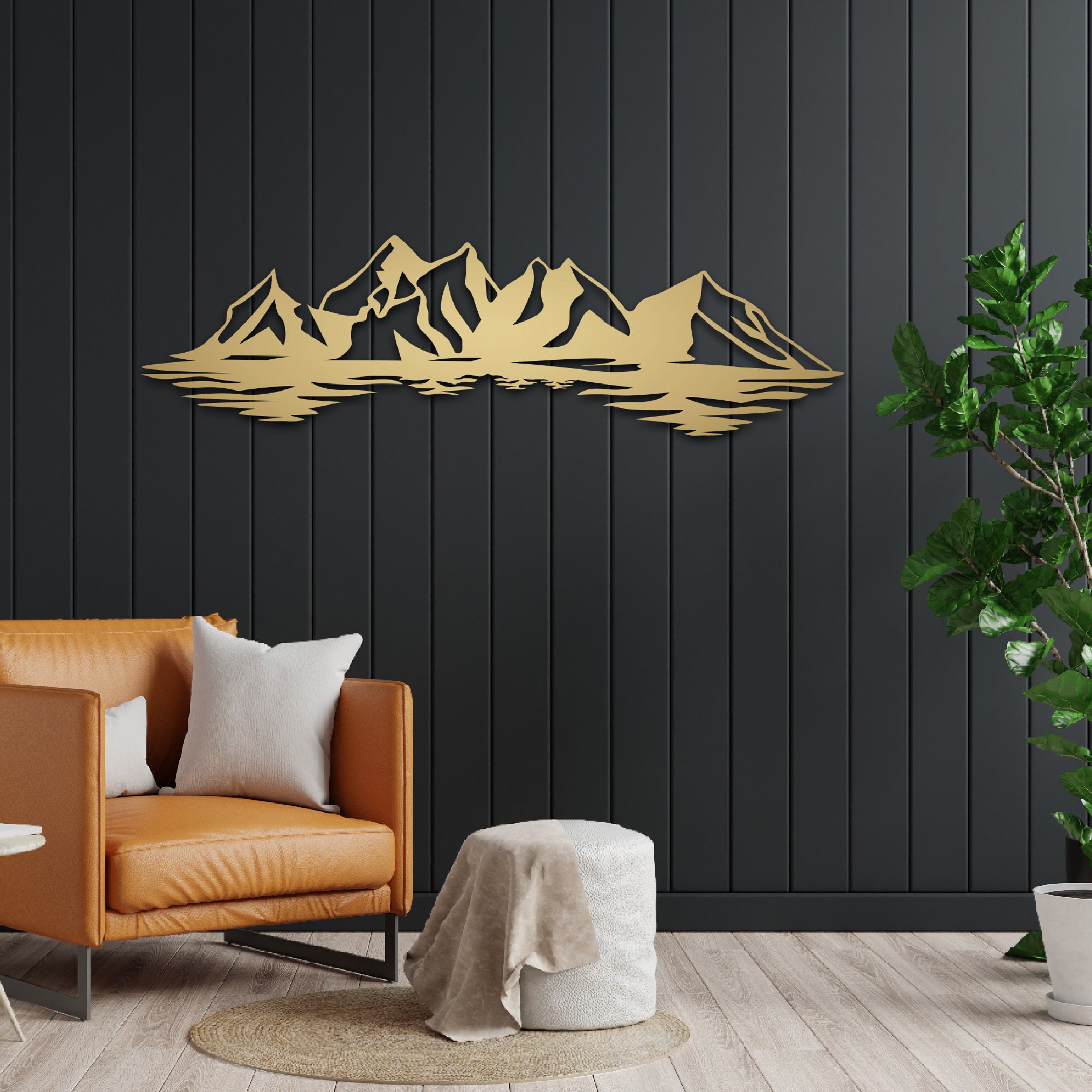 Gold Mountain Metal Wall Decor Landscape Metal Wall Art - Etsy