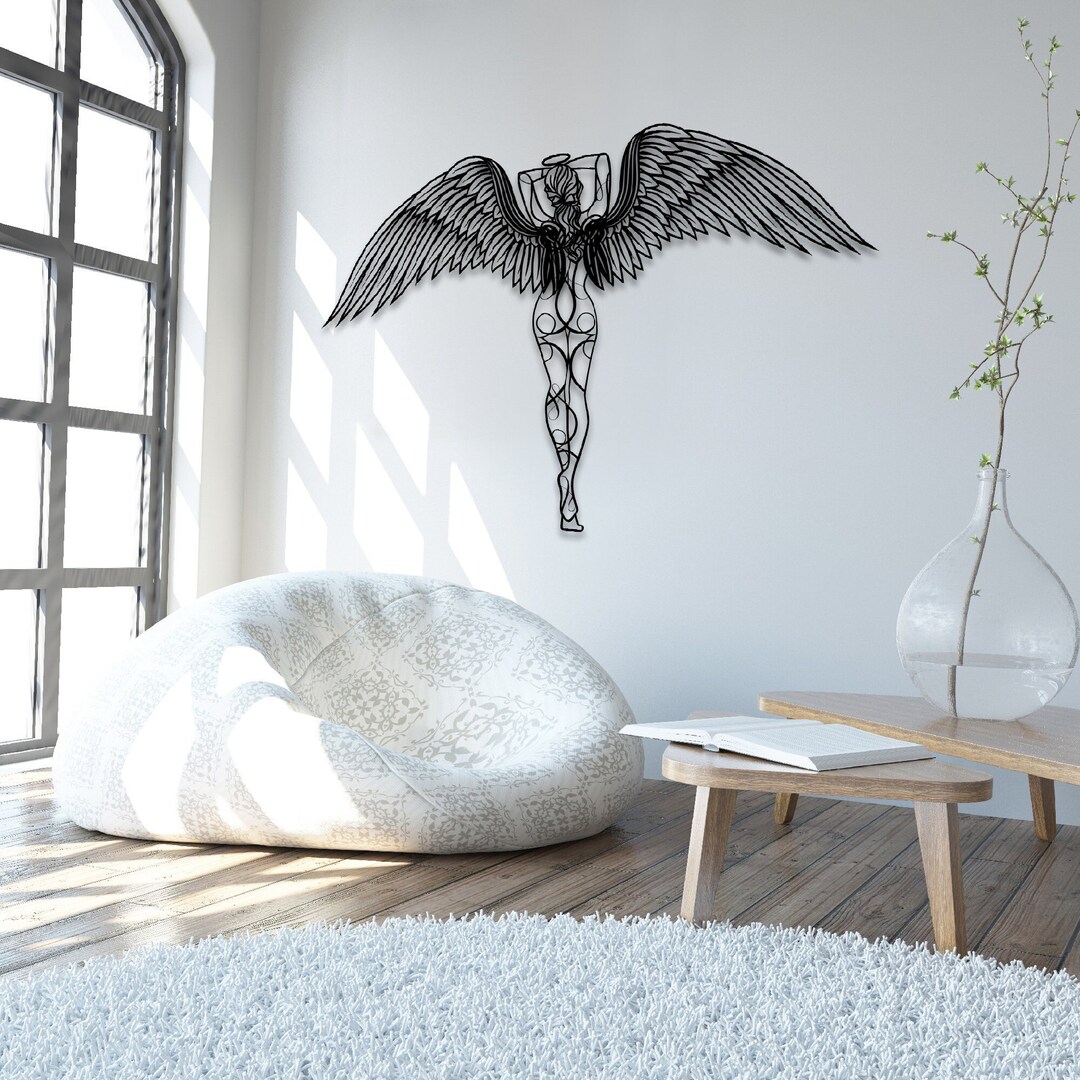 Angel Metal Wall Decor, Large Angel Wings Wall Art, Guardian Angel ...