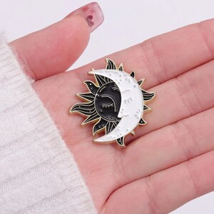 Sun and Moon Enamel Pin. Lapel Badges. Funny Brooch. - Etsy