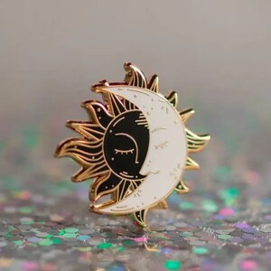 Sun and Moon Enamel Pin. Lapel Badges. Funny Brooch. - Etsy