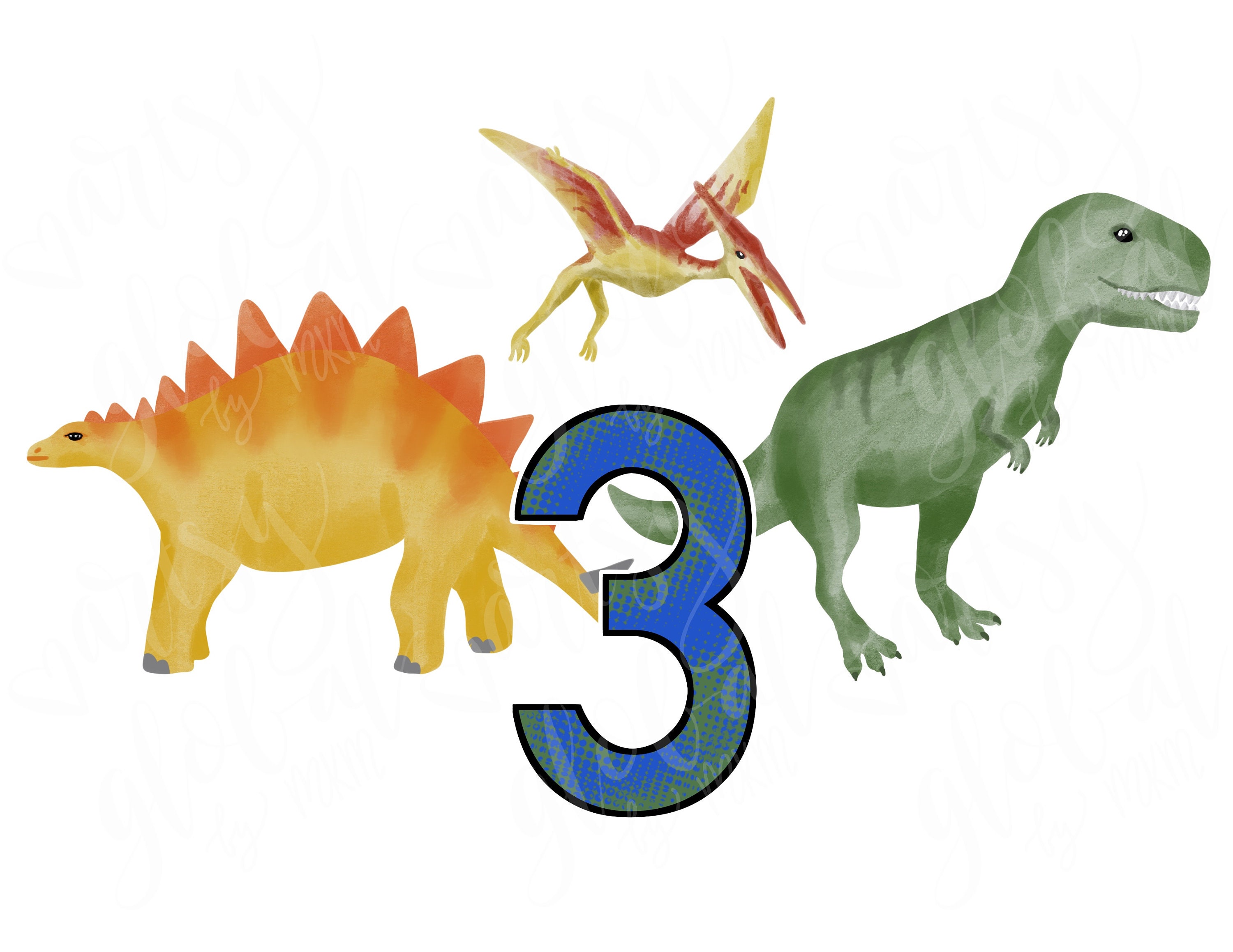 Dinosaur 3rd Birthday Clip Art Dinosaur Birthday Sublimation - Etsy