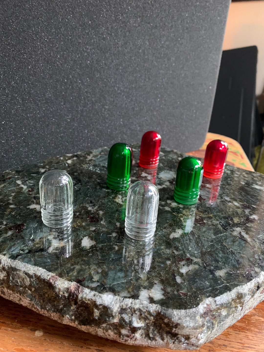 Vintage Control Panel Pilot Indicator Lamp Cover Bulbs/ Colored Glass ...