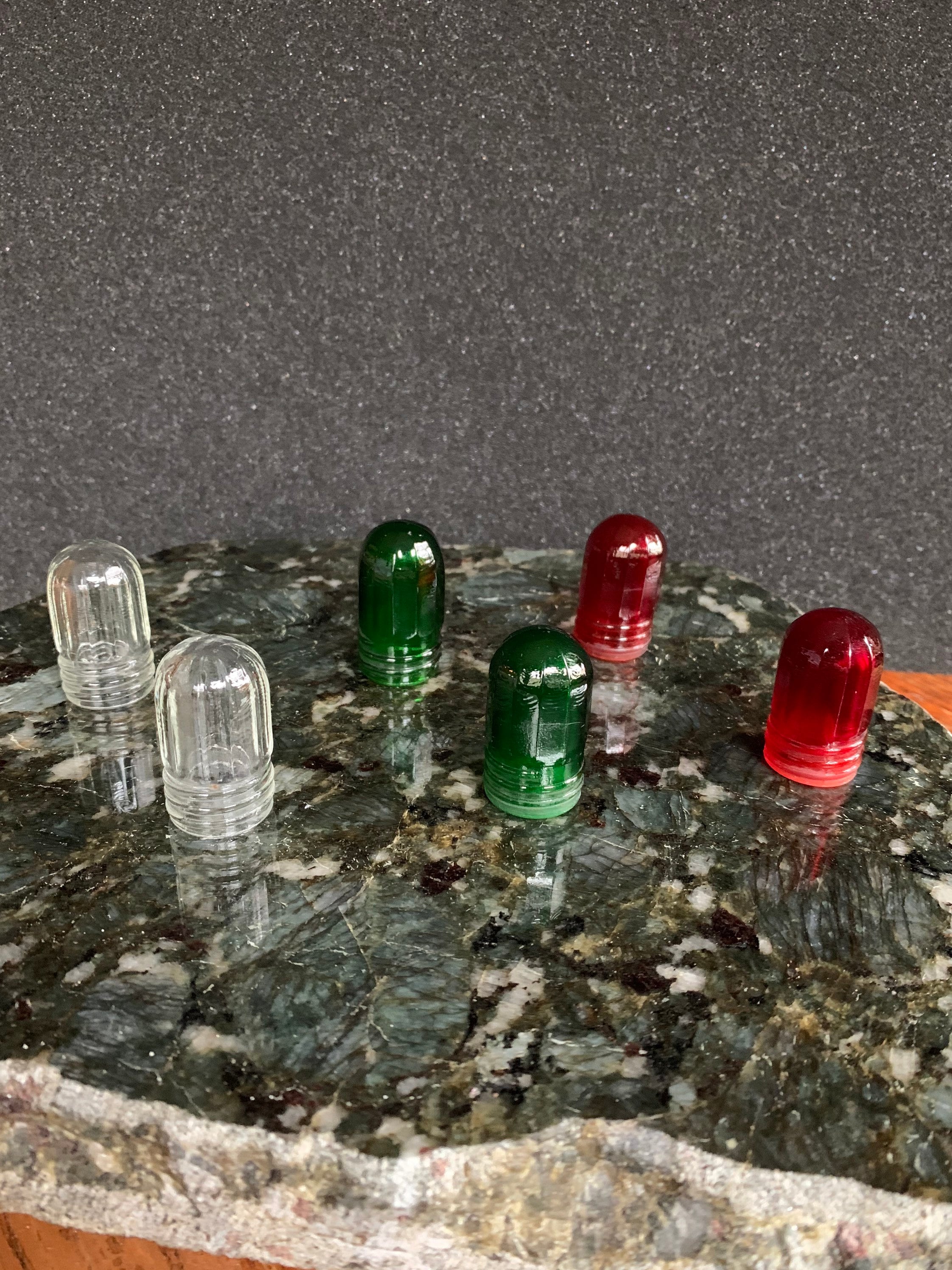 Vintage Control Panel Pilot Indicator Lamp Cover Bulbs/ Colored Glass ...