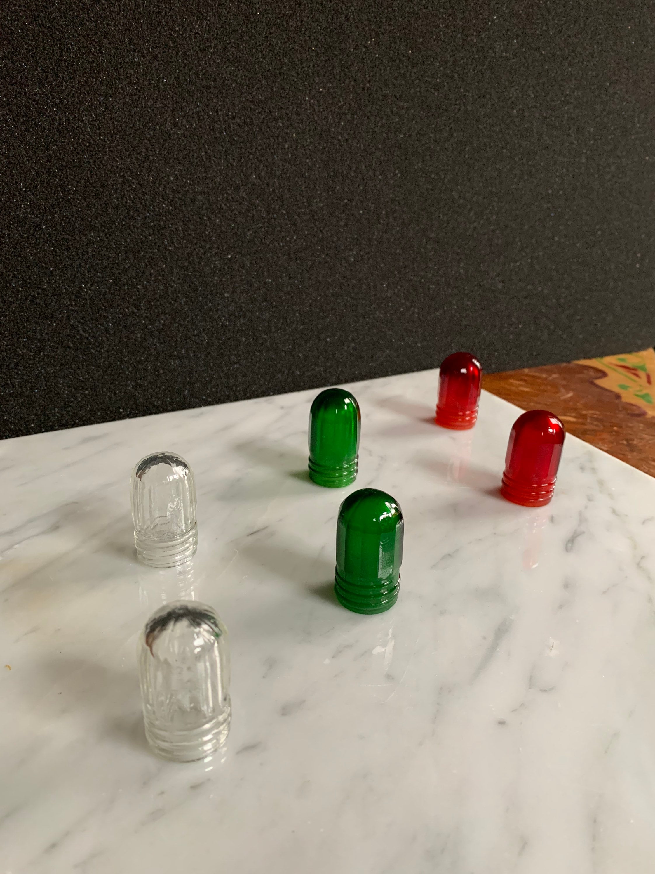 Vintage Control Panel Pilot Indicator Lamp Cover Bulbs/ Colored Glass ...