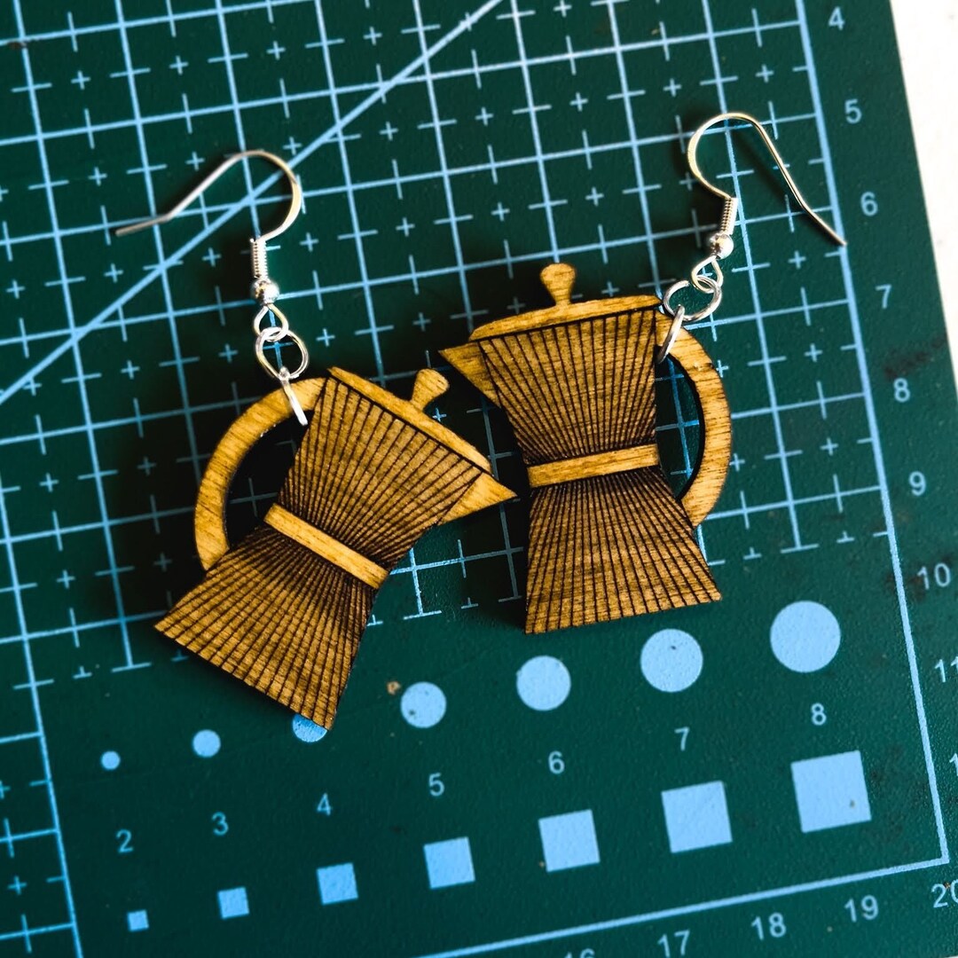 TRÈ Designs COFFEE GRECA Earrings Digital File Vector Svg, Dxf, for ...