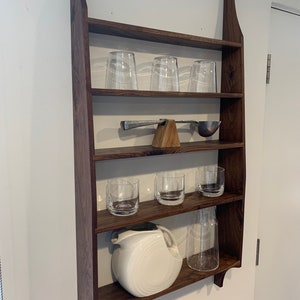 Walnut Wood Rack Shelf, Wooden Wall Shelves Rack, Handcrafted Display ...