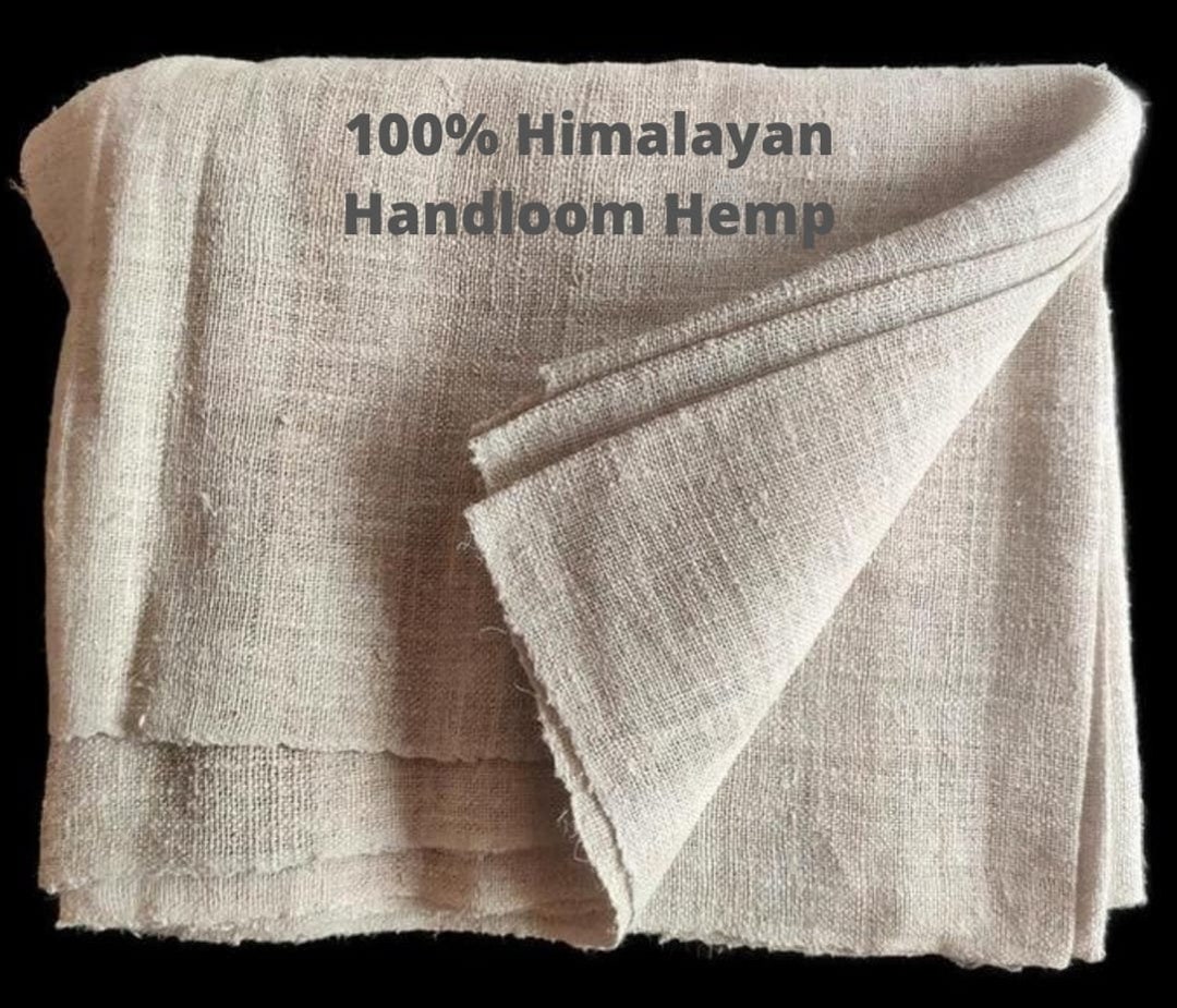 100% Himalayan Handloom Hemp Fabric - 400 GSM, 30 Inch Width, Hand ...