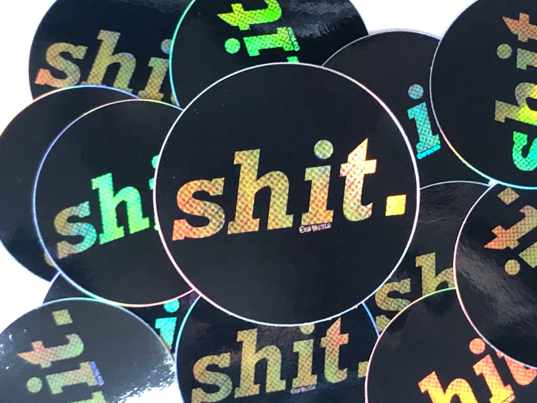 Shit Sticker // Holographic Shit Curse Word Cuss Font Circle Waterproof ...