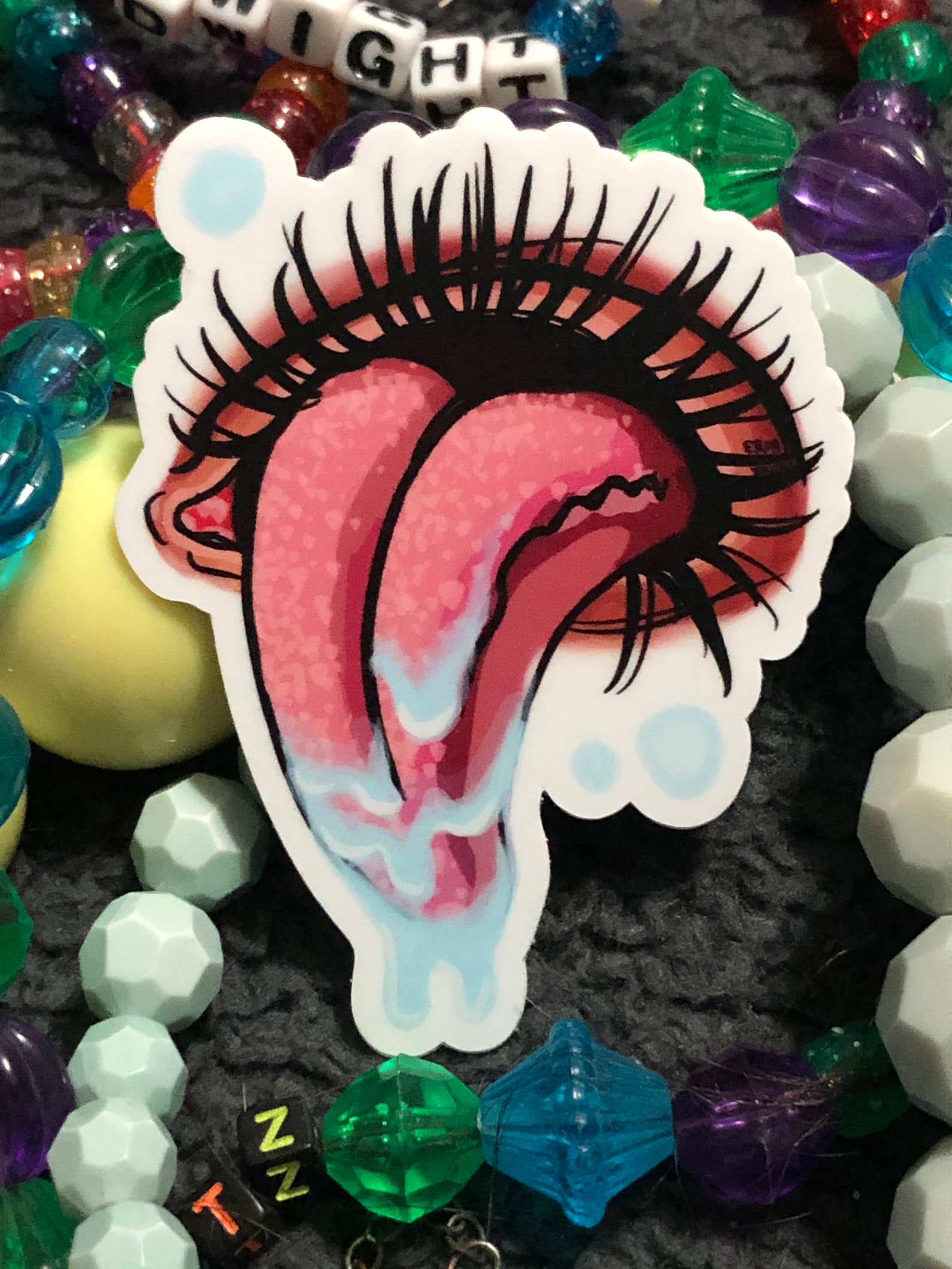 Tongue Sticker matte/opaque // Eyeball Waterproof Tongue Mouth Eyelash ...