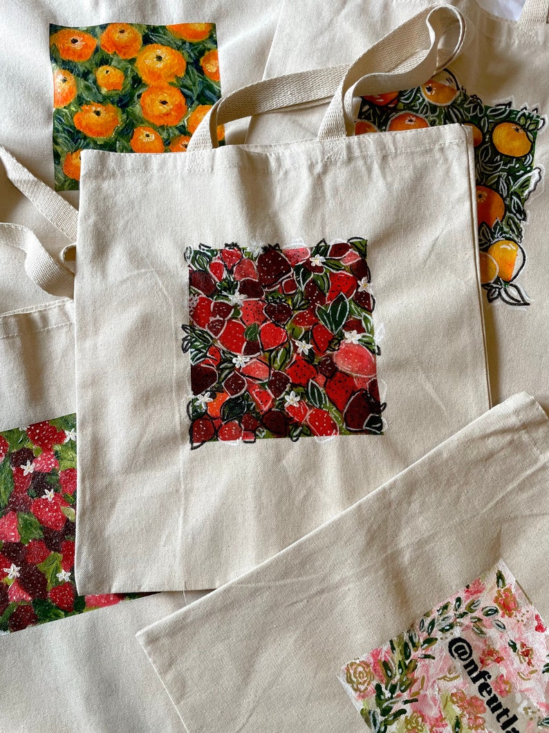 Hand Painted Tote Bags | Canvas Tote Bags Handmade | Custom Art Tote ...