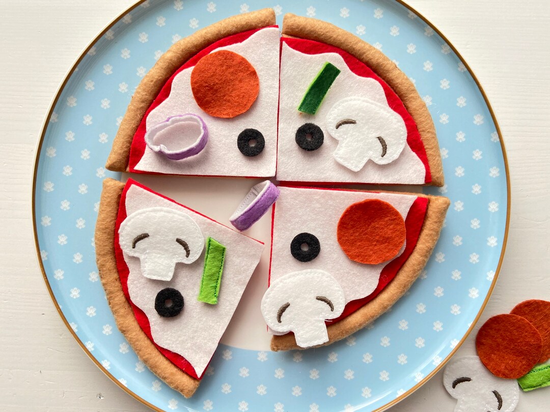 Felt Food Pizza Set Pretend Play Plush Toy Kids Play Kitchen Food ...
