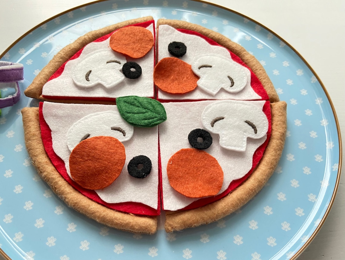 Felt Food Pizza Set Pretend Play Plush Toy Kids Play Kitchen | Etsy