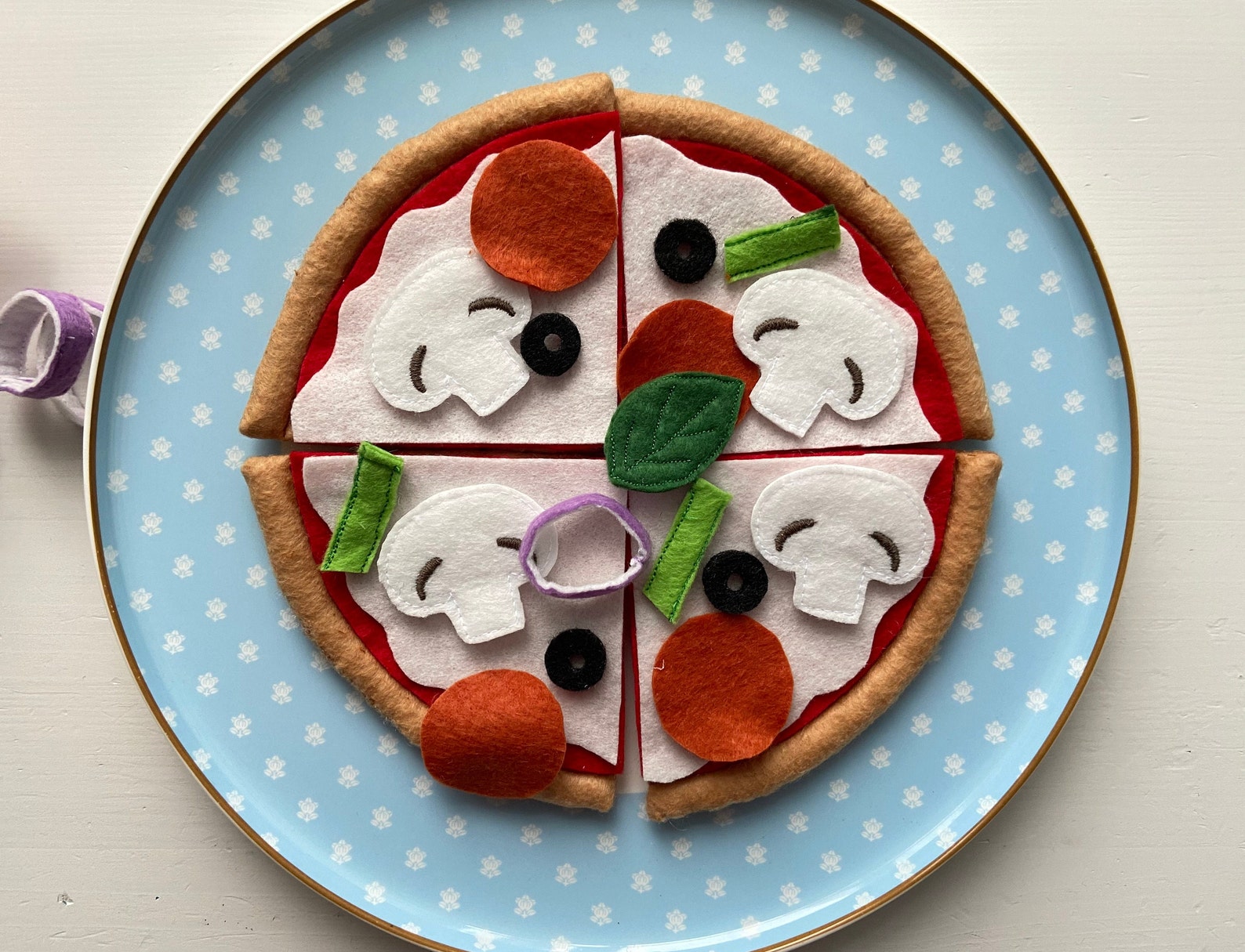 Felt Food Pizza Set Pretend Play Plush Toy Kids Play Kitchen - Etsy