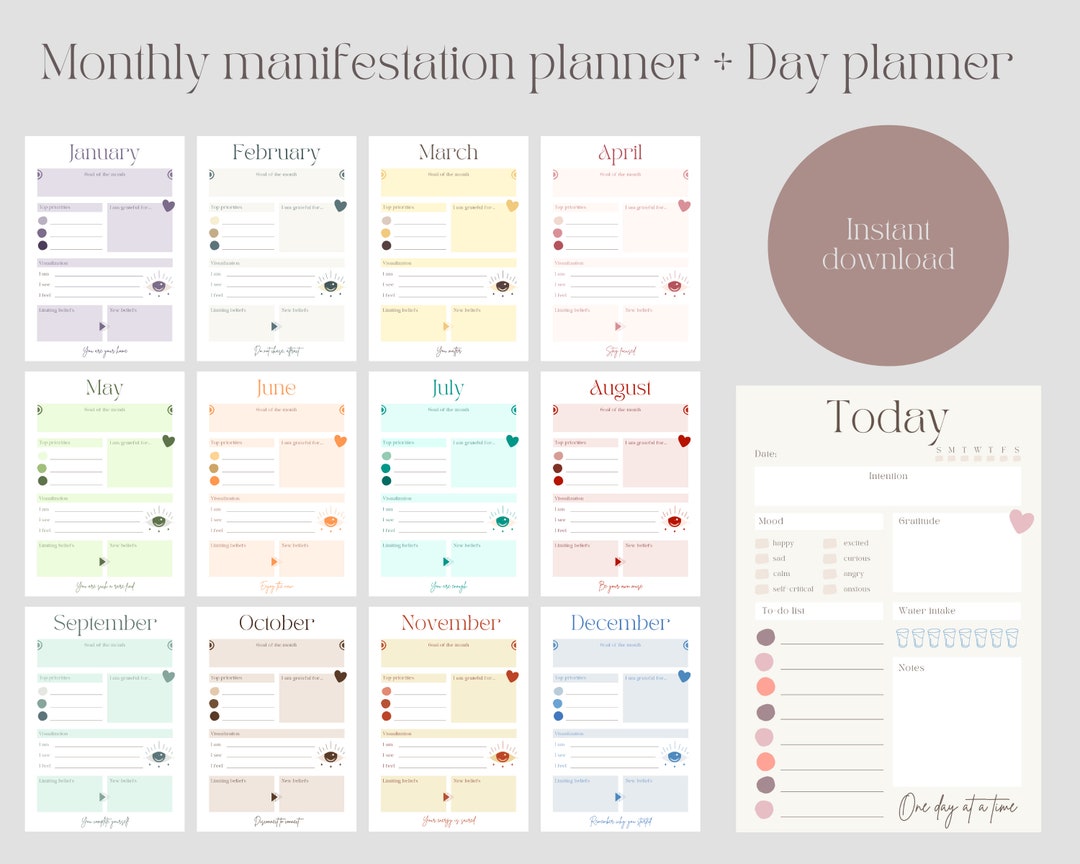 Monthly Manifestation Planner | Printable Planner | Manifesting Planner ...