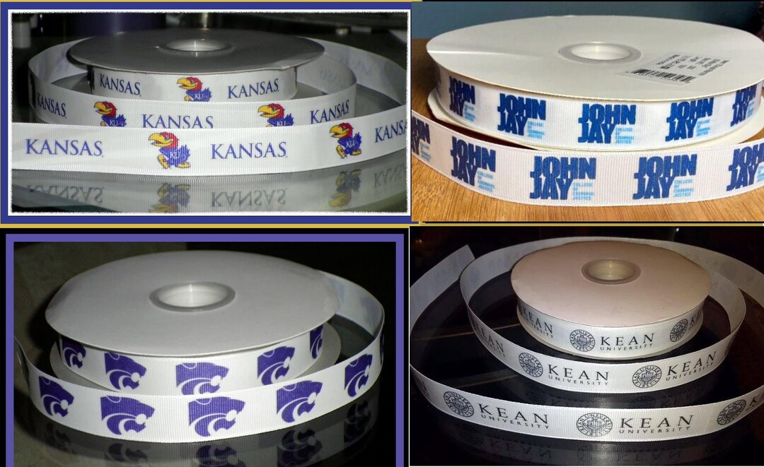 7/8" Collegiate Personalizable Grosgrain Ribbon Kansas University ...