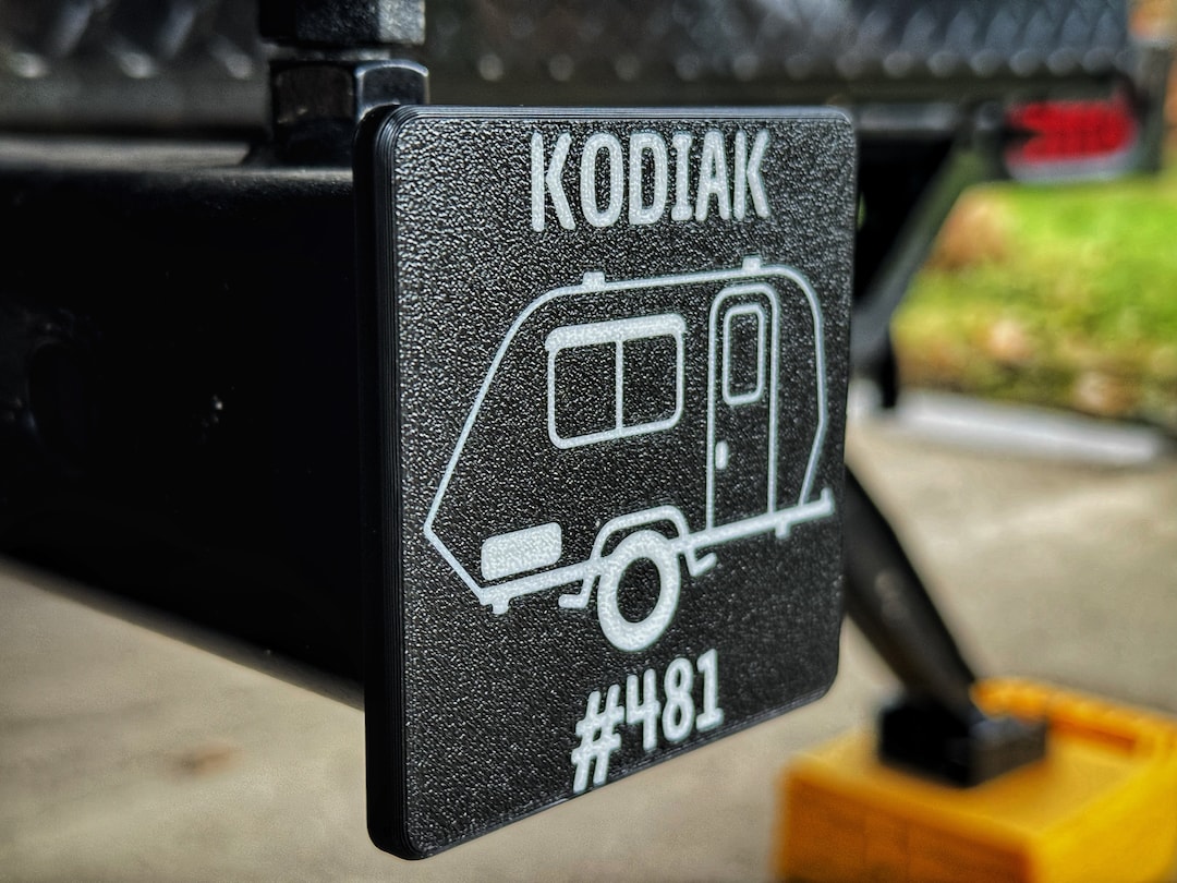 Teardrop Camper 2 Hitch Cover, Rustic Trail Teardrop 2 Grizzly Bear ...